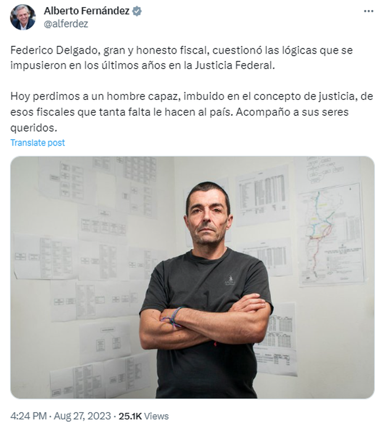 Murió el fiscal federal Federico Delgado