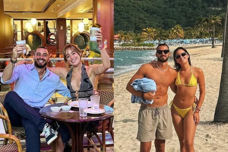 Las fotos en la playa a puro amor de Nico Occhiato y Flor Jazmín Peña en el Caribe