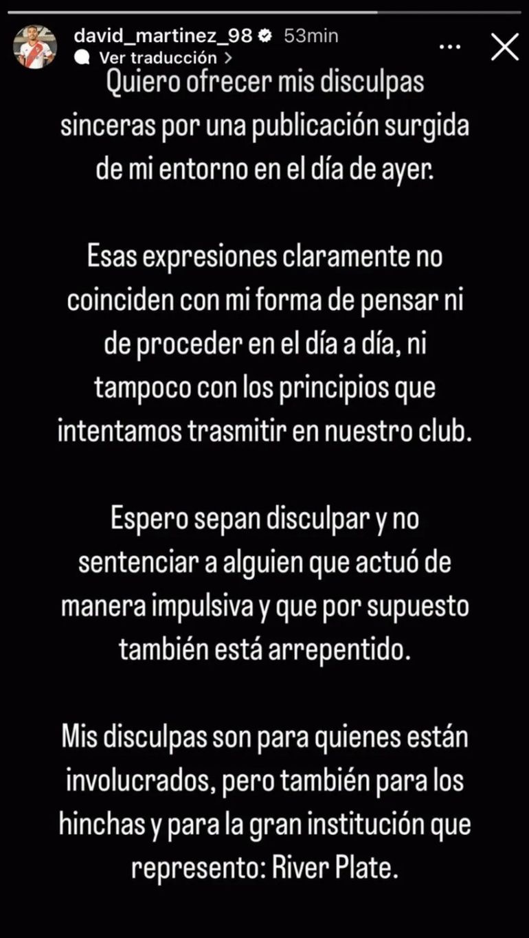 Escándalo en River: las disculpas de Martínez tras el exabrupto de su ...