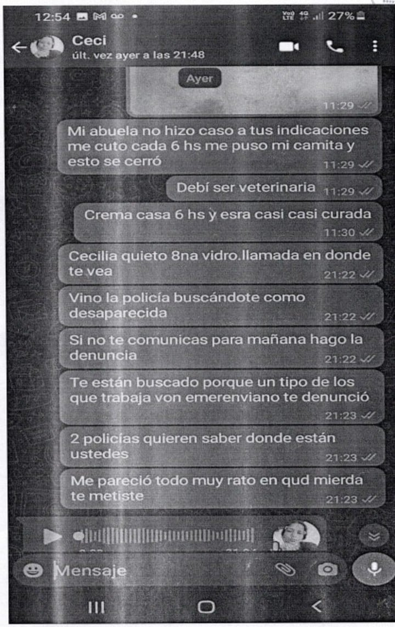 Los mensajes en los que César Sena se hizo pasar por Cecilia tras su muerte