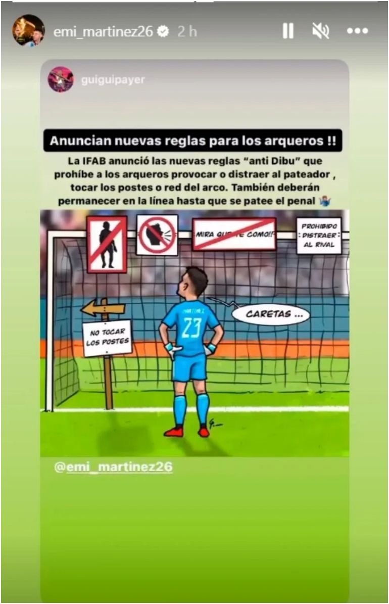 El tremendo posteo del Dibu Martínez por la nueva ley Anti Dibu en los penales