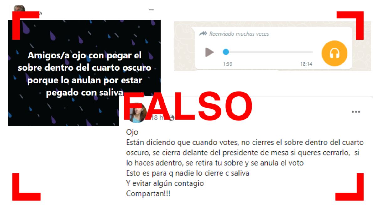 Es falso que se anula el voto si se pega el sobre adentro del cuarto oscuro Es falso que se anula el voto si se pega el sobre adentro del cuarto oscuro