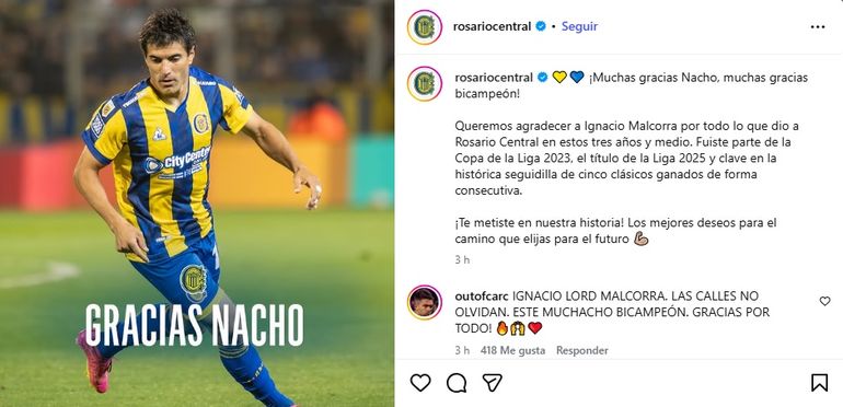 Malcorra se despidió de Central y se iría a uno de los cinco grandes