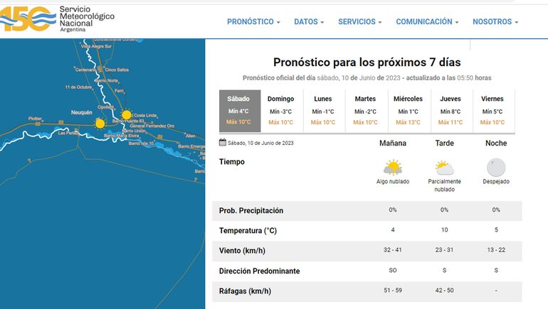 El tiempo en Cipolletti: ¿cuándo ingresará el aire polar?
