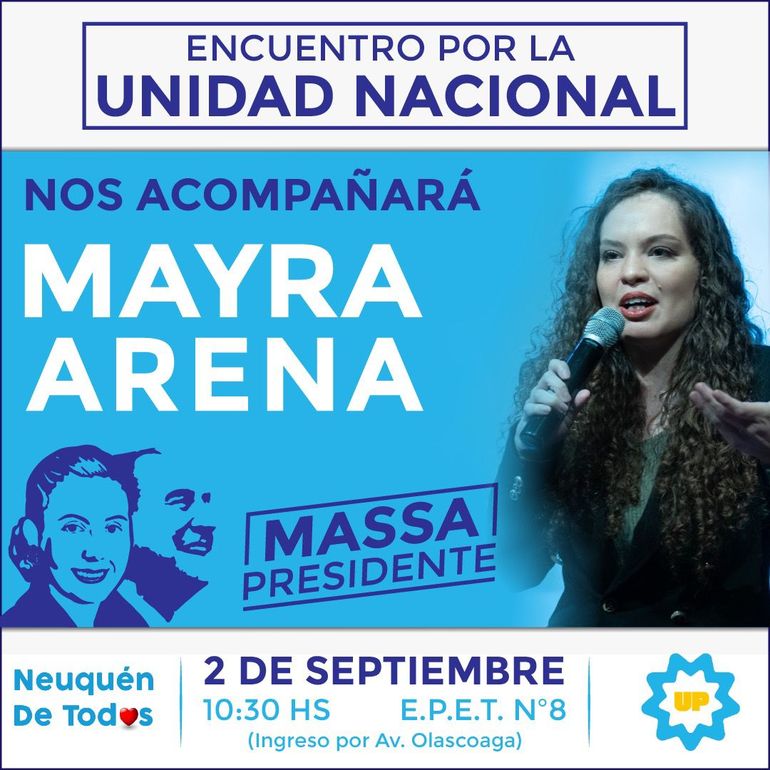 Mayra Arena y un encuentro por la unidad nacional en Neuquén