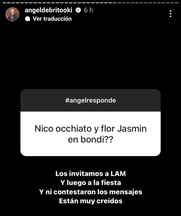 El tremendo chisme que Ángel de Brito contó sobre Nico Occhiato y su novia
