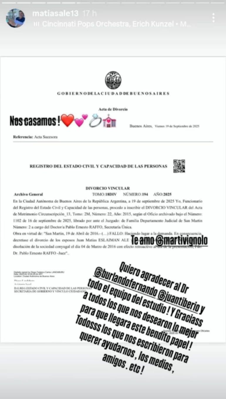 Ahora si, Matías Ale se puede casar con su novia: qué le impedía el matrimonio